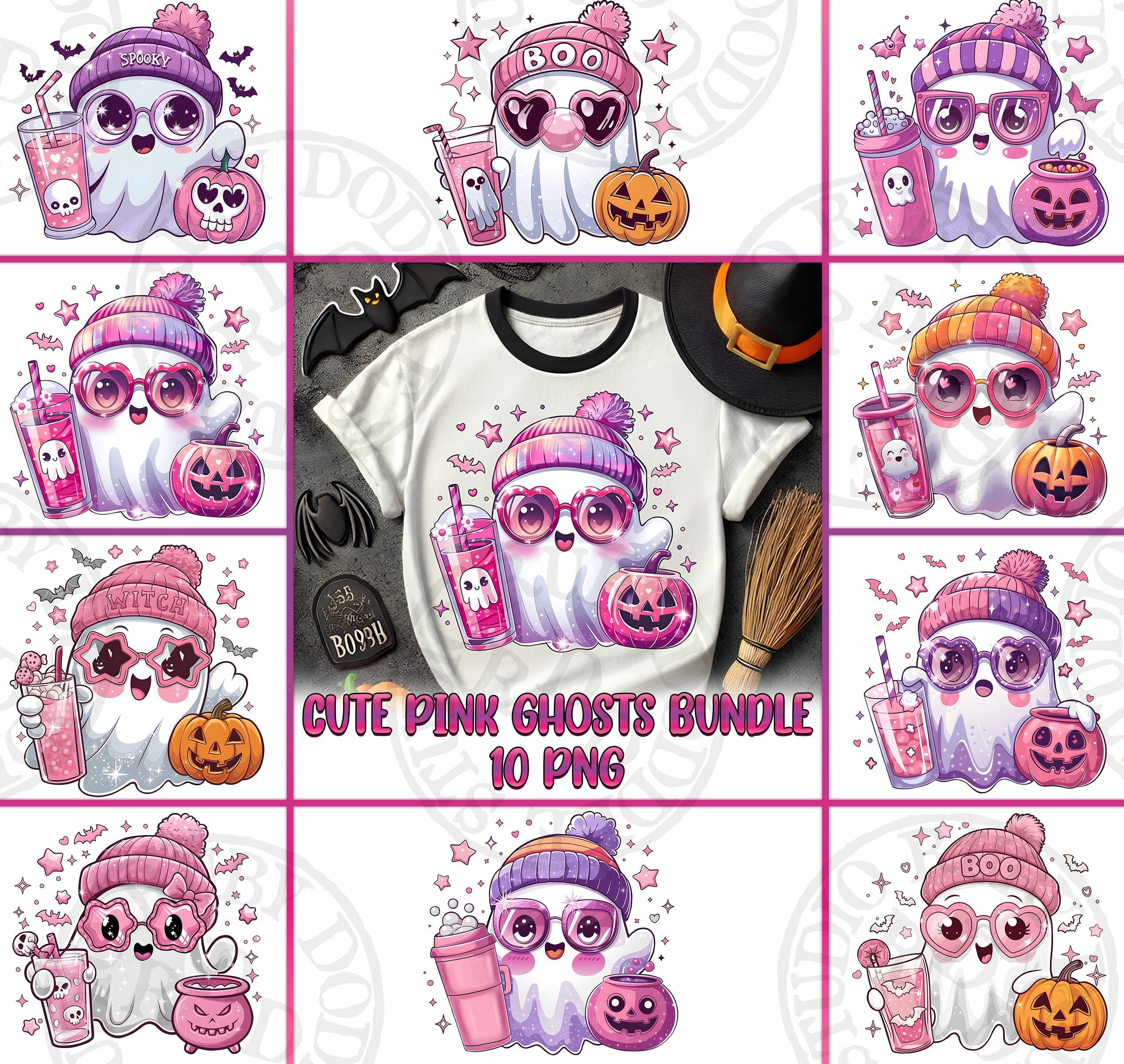 Pink Cute Ghosts Bundle Png,halloween Ghost Png,cute Ghost Png,bougie ...