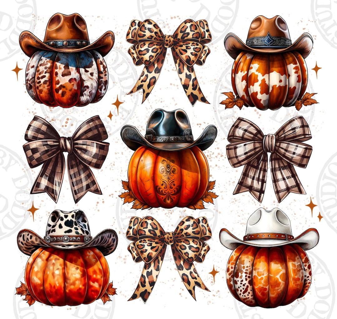 Western Pumpkins and Bow Png, Coquette Bow Png, Western Pumpkins ...