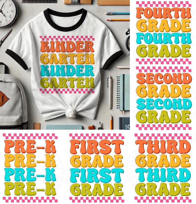 School Bundle Png,retro Back to School Bundle, Kindergarten, First Day ...