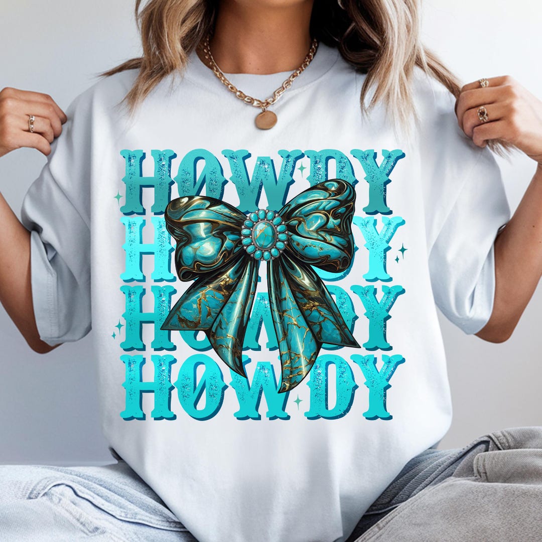 Western Coquette Howdy Png,howdy Fall Png,turquoise Coquette Bow ...