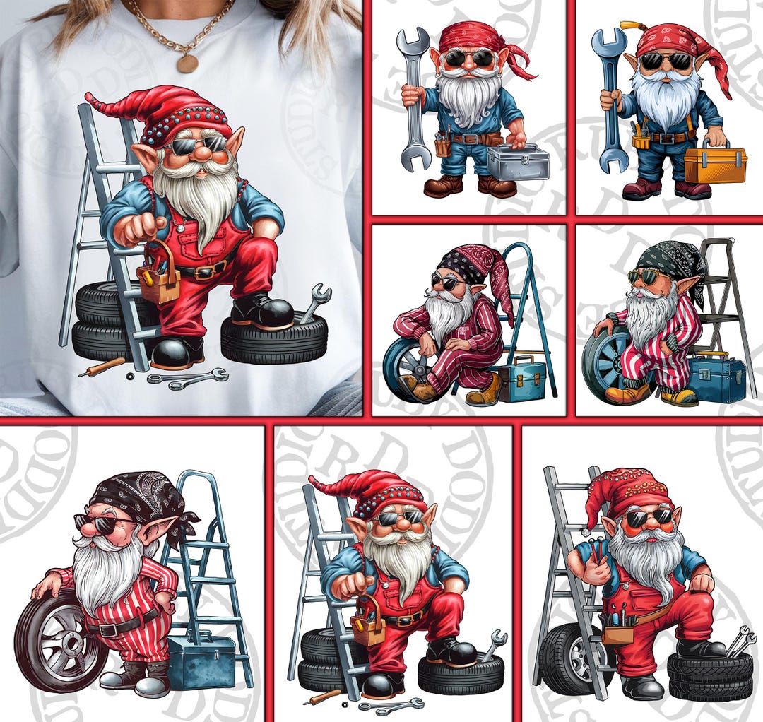 Mechanic Gnome Clipart, Gnome Repairman PNG, Workshop Gnome Designs ...