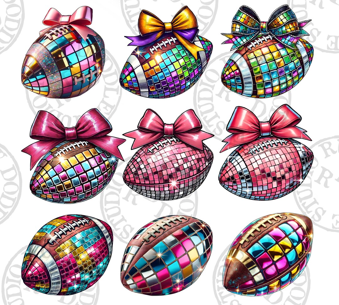 Disco Football Bundle Png,coquette Game Day Png,sports Coquette Bow ...