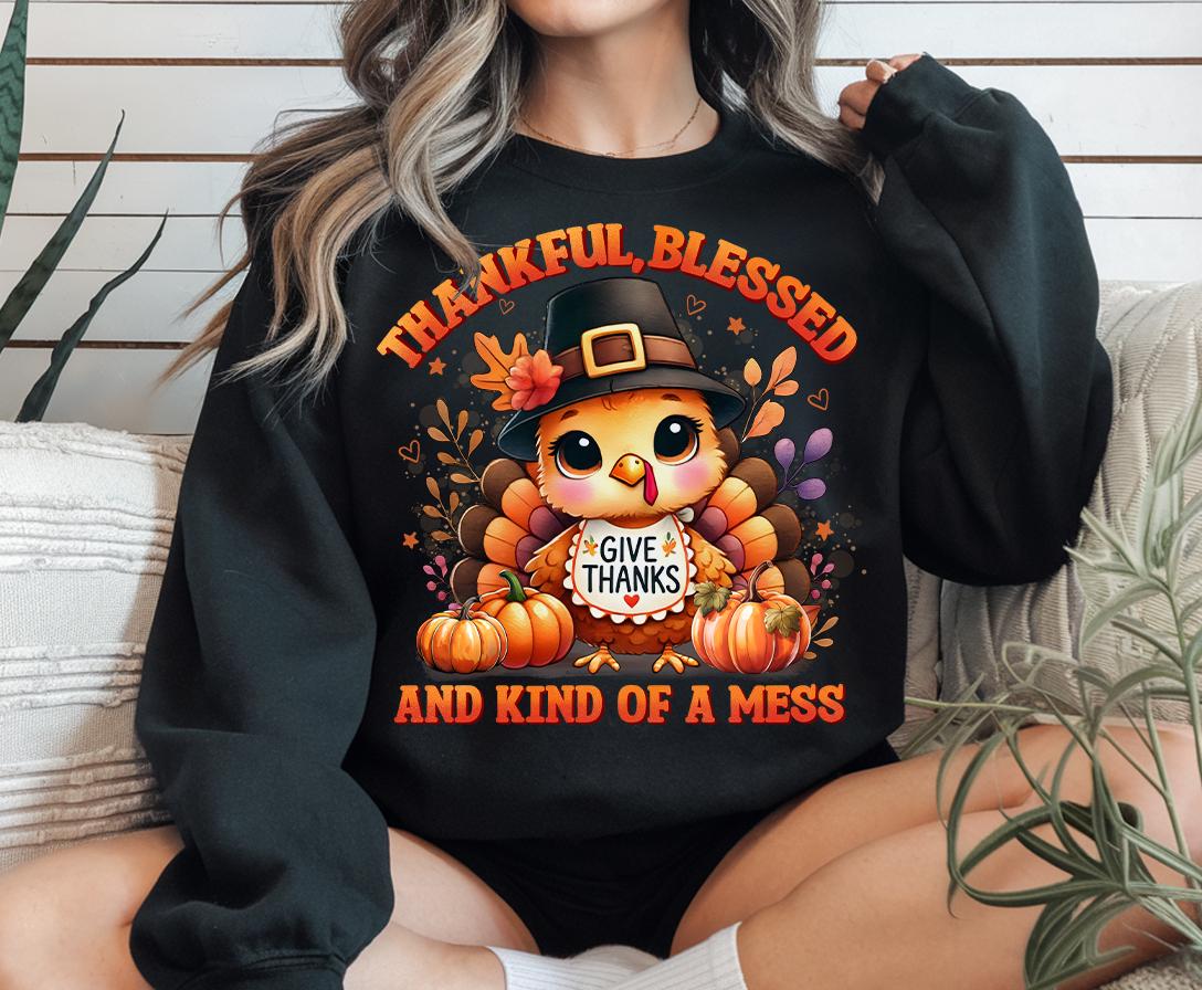 Thankful Blessed and Kind O A Mess Png,happy Thanksgiving Png,give ...