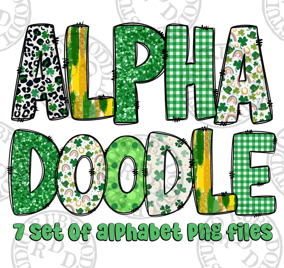 St.patrick's Day Doodle Alphabet Bundle Png,patrick's Day Font,st ...