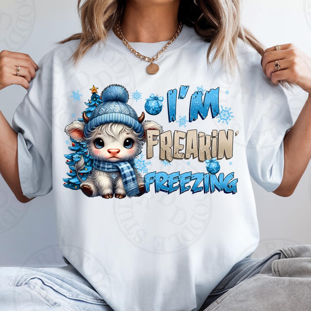 I'm Freakin Freezing PNG, Winter Png, Winter Cute Cow Png, Christmas ...