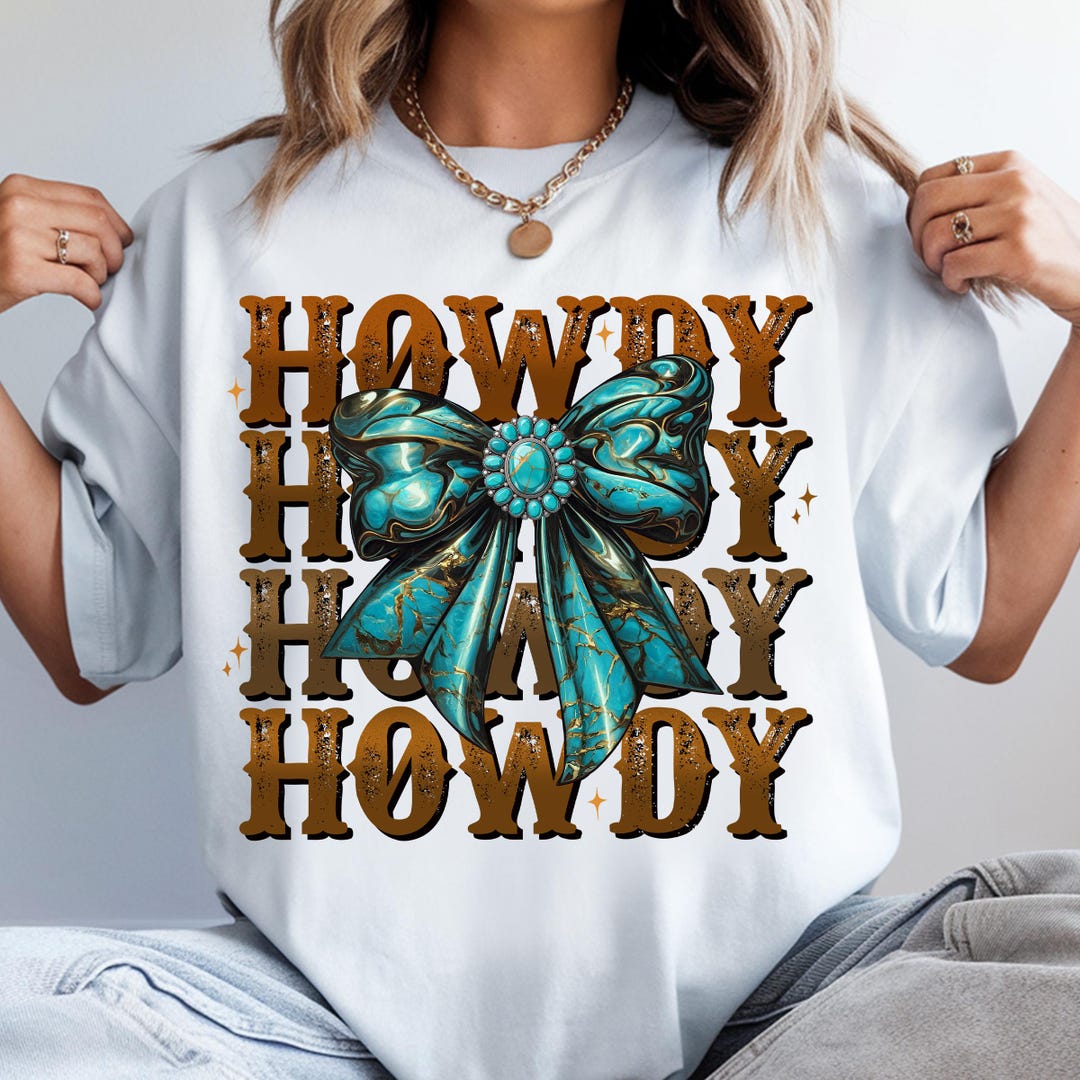 Western Coquette Howdy Png,howdy Fall Png,turquoise Coquette Bow ...