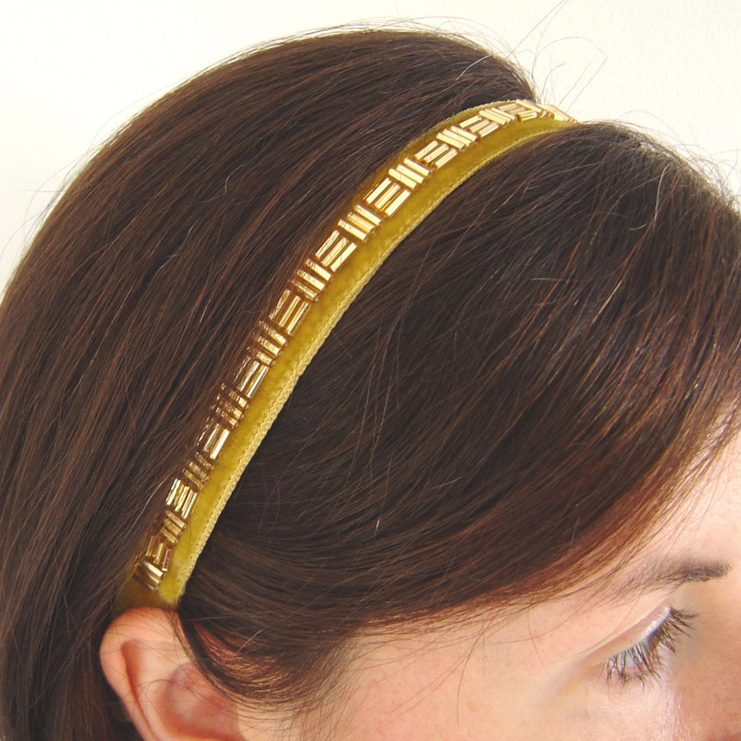 Gold Velvet Headband, Adult Bridesmaid Headband, Ribbon Headband ...