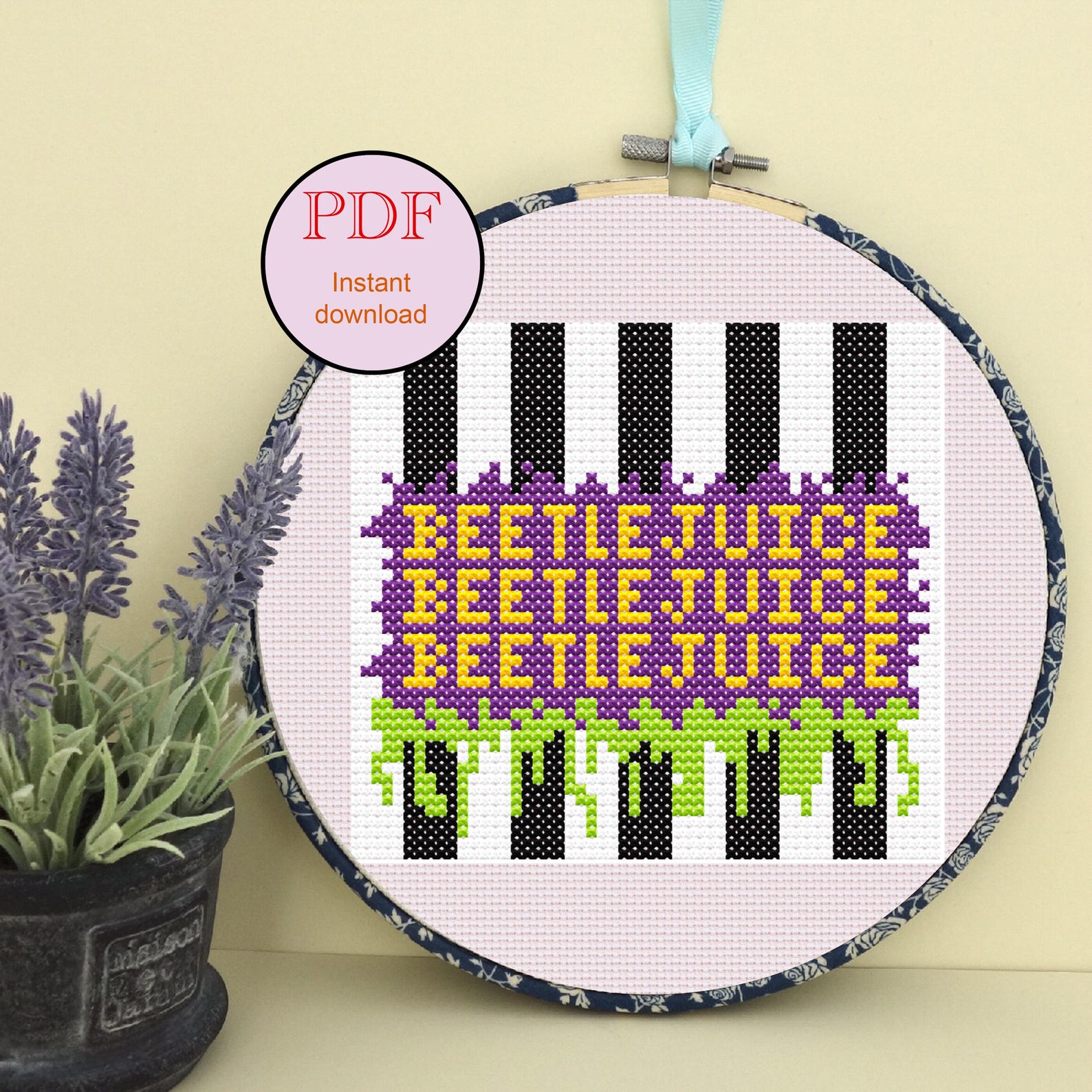 BEETLEJUICE Cross Stitch Pattern, Halloween, Beetlejuice 2 - Etsy