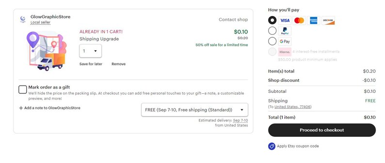 Shipping Upgrade - Etsy