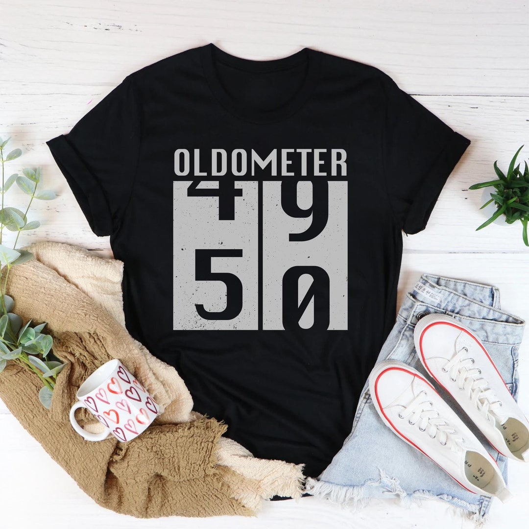50th Birthday Gift for Men, Oldometer 50 Birthday Shirt, Funny Turning ...