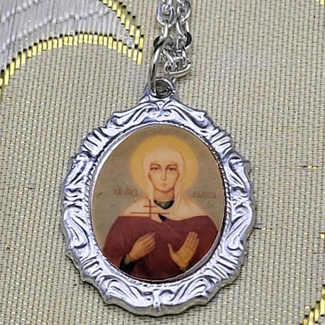 Vintage Orthodox Icon Pendant and Necklace. Holy Martyr Saint Natalia ...