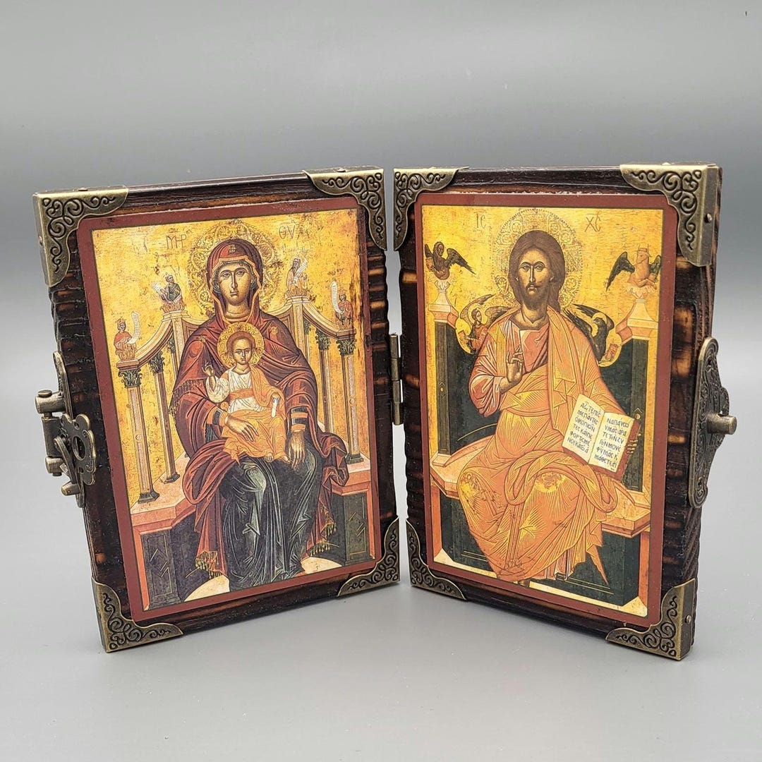 Orthodox Travel Icon Set. Christ and Theotokos. Diptych Icons - Etsy
