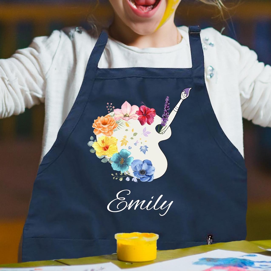 Personalized Floral Art Party Apron, Paint Apron, Child Apron, Custom ...