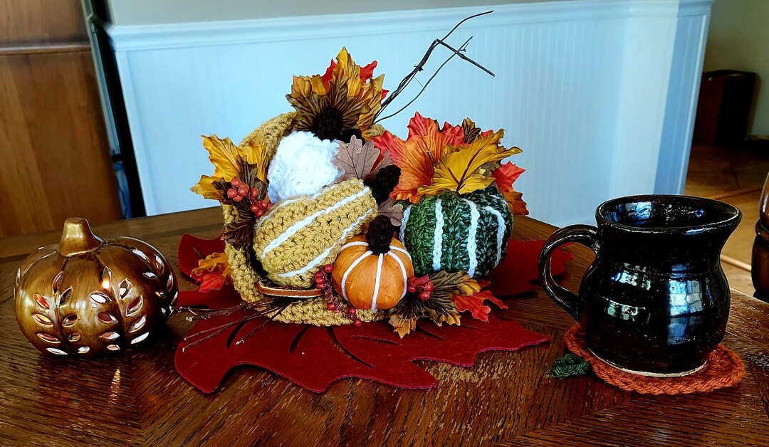 Crochet Cornucopia Stuffed With Potpourri, Customizable Pumpkins, and ...