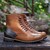 CHARA Handcrafted Women's Leather 4-inch 10-cm Boots Rugged Full Grain ...