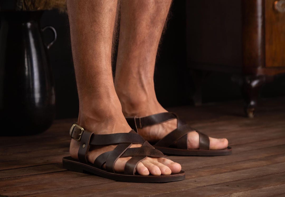 Men's Handmade Gladiator Sandals: Full Grain Leather, Satin Brown - Etsy