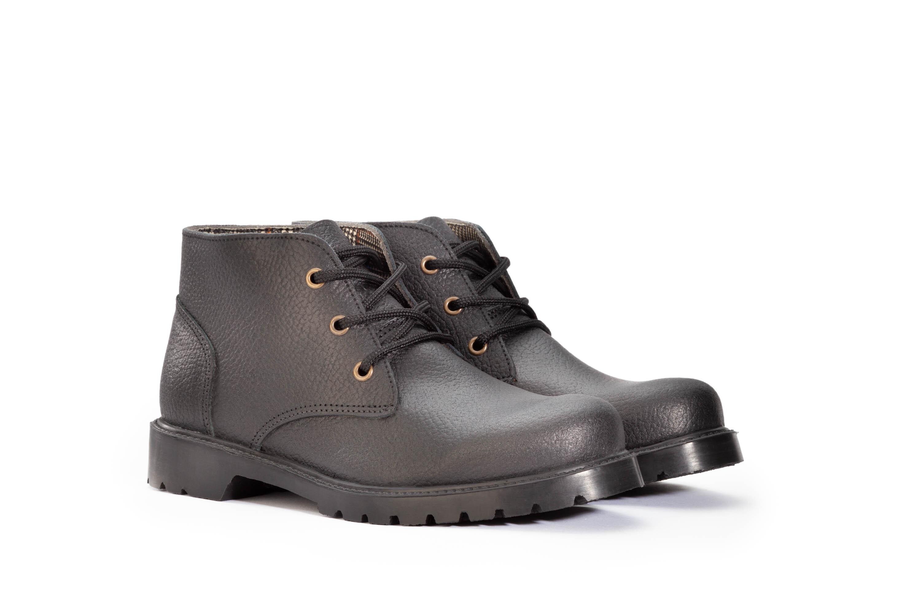CHARA Handcrafted Women's Leather 4-inch 10-cm Boots Rugged Full Grain ...