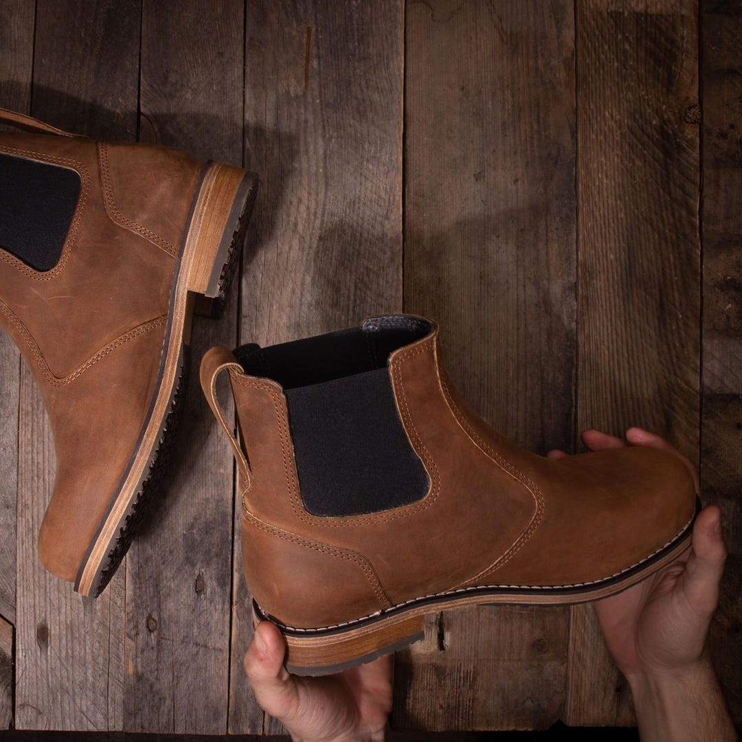 Handmade Leather Chelsea Boots – Resoleable, Wooden Heel, Rustic Brown ...