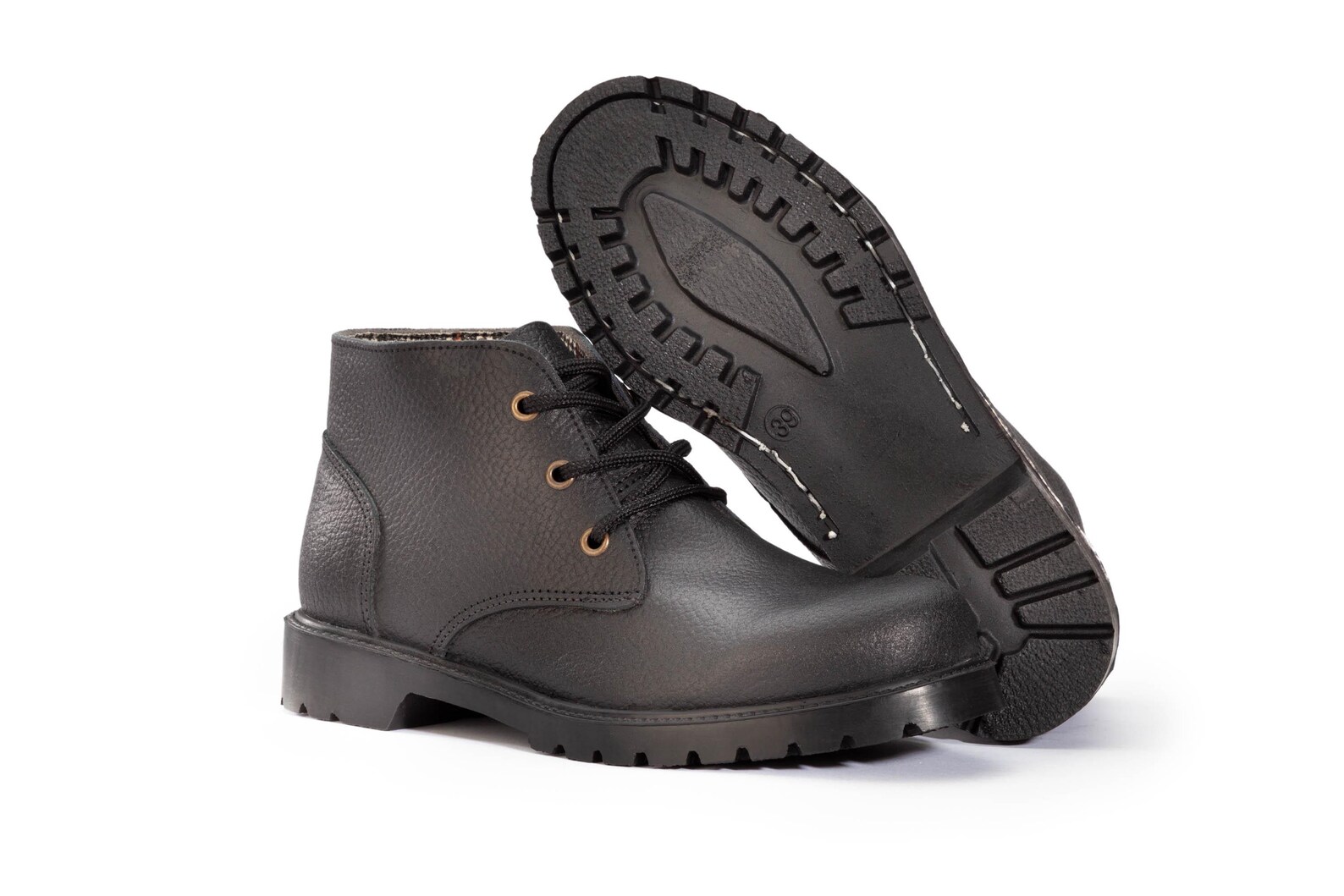 CHARA Handcrafted Women's Leather 4-inch 10-cm Boots Rugged Full Grain ...