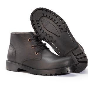 CHARA Handcrafted Women's Leather 4-inch 10-cm Boots Rugged Full Grain ...