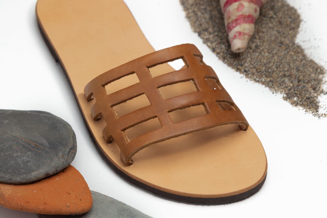 Women's Top-grain Leather Slide Sandals, Eco Lightweight Midsole, Waxed ...
