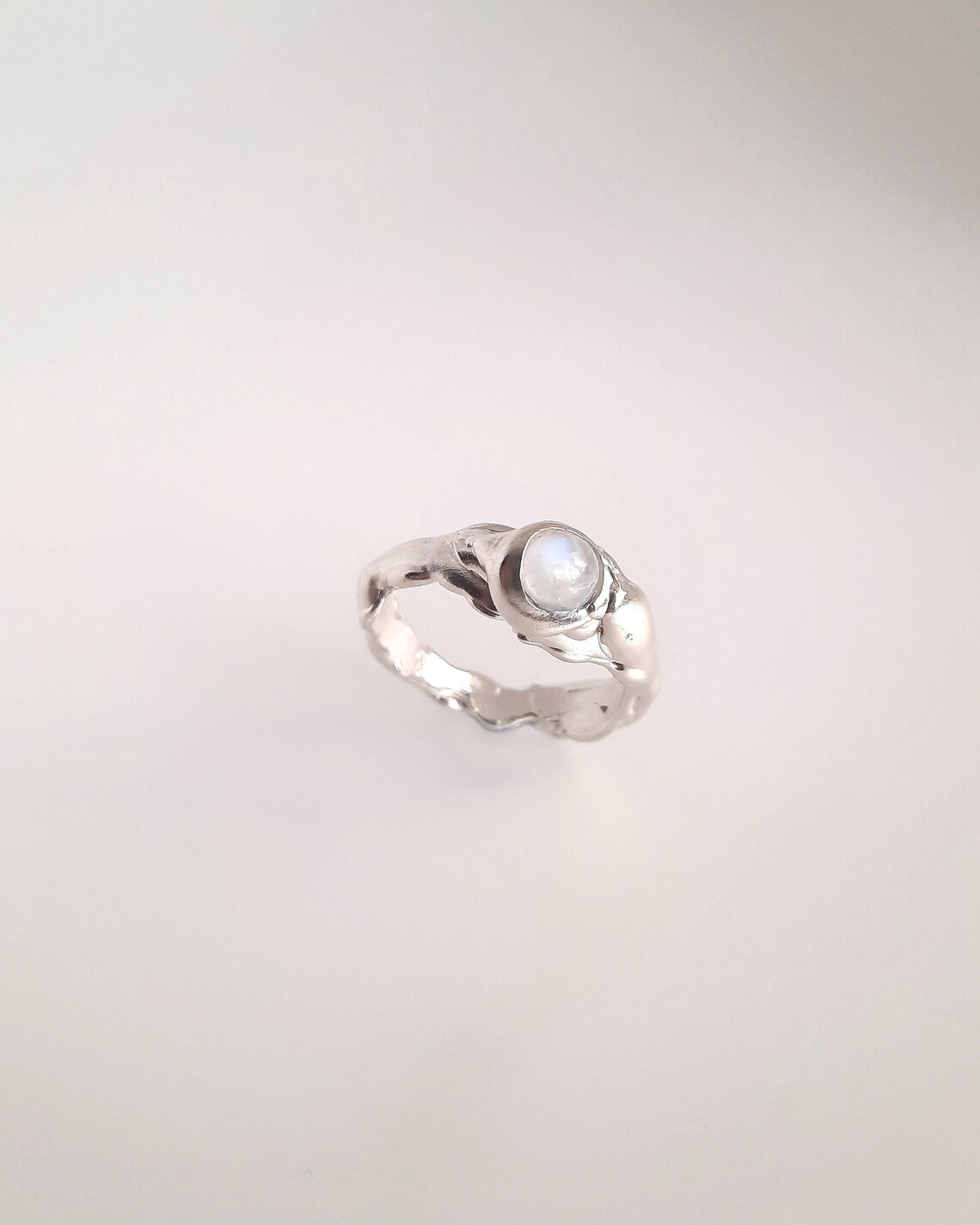 Molten Sterling Silver Moonstone Ring, Liquid Metal Jewelry - Etsy