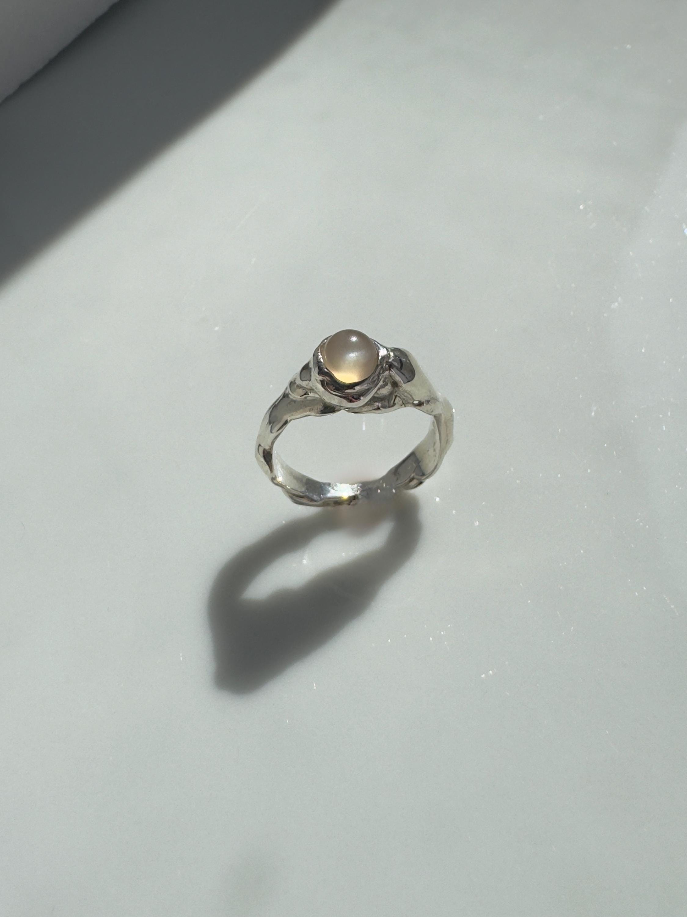 Molten Sterling Silver Moonstone Ring, Liquid Metal Jewelry - Etsy