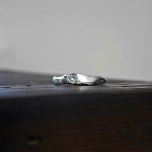 Melted Silver Ring With Natural Gemstone, Organic Shape Sterling Silver ...