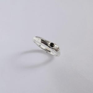 Melted Silver Ring With Natural Gemstone, Organic Shape Sterling Silver ...