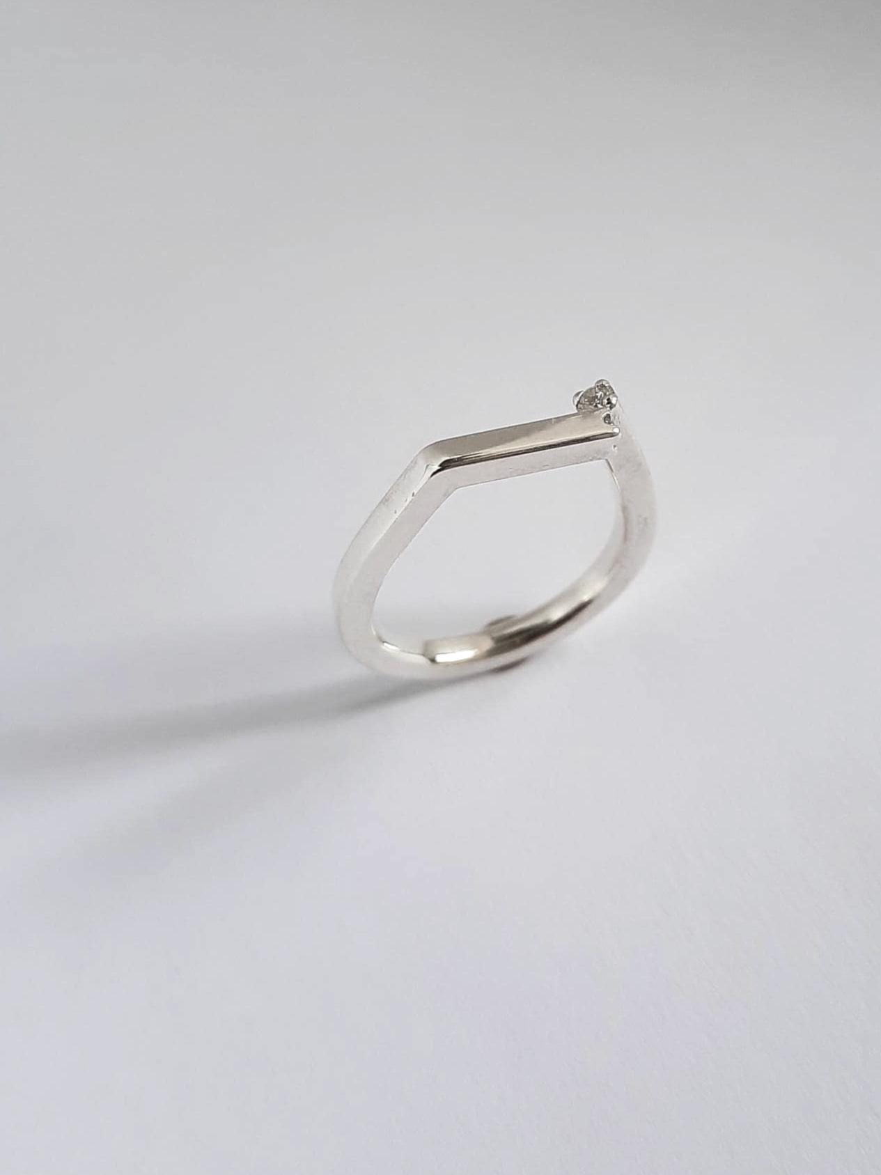 Delicate Minimal Ring, Dainty Geometric Silver Ring, Square Jewelry ...