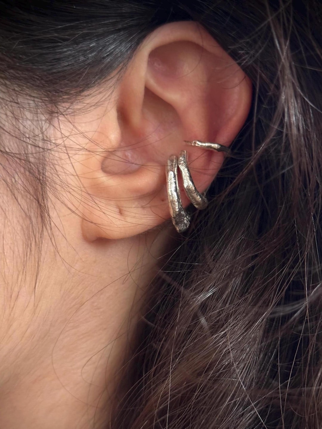 Molten Ear Cuff, Faux Cartilage Piercing, Fake Cuff Piercing, Brutalist ...