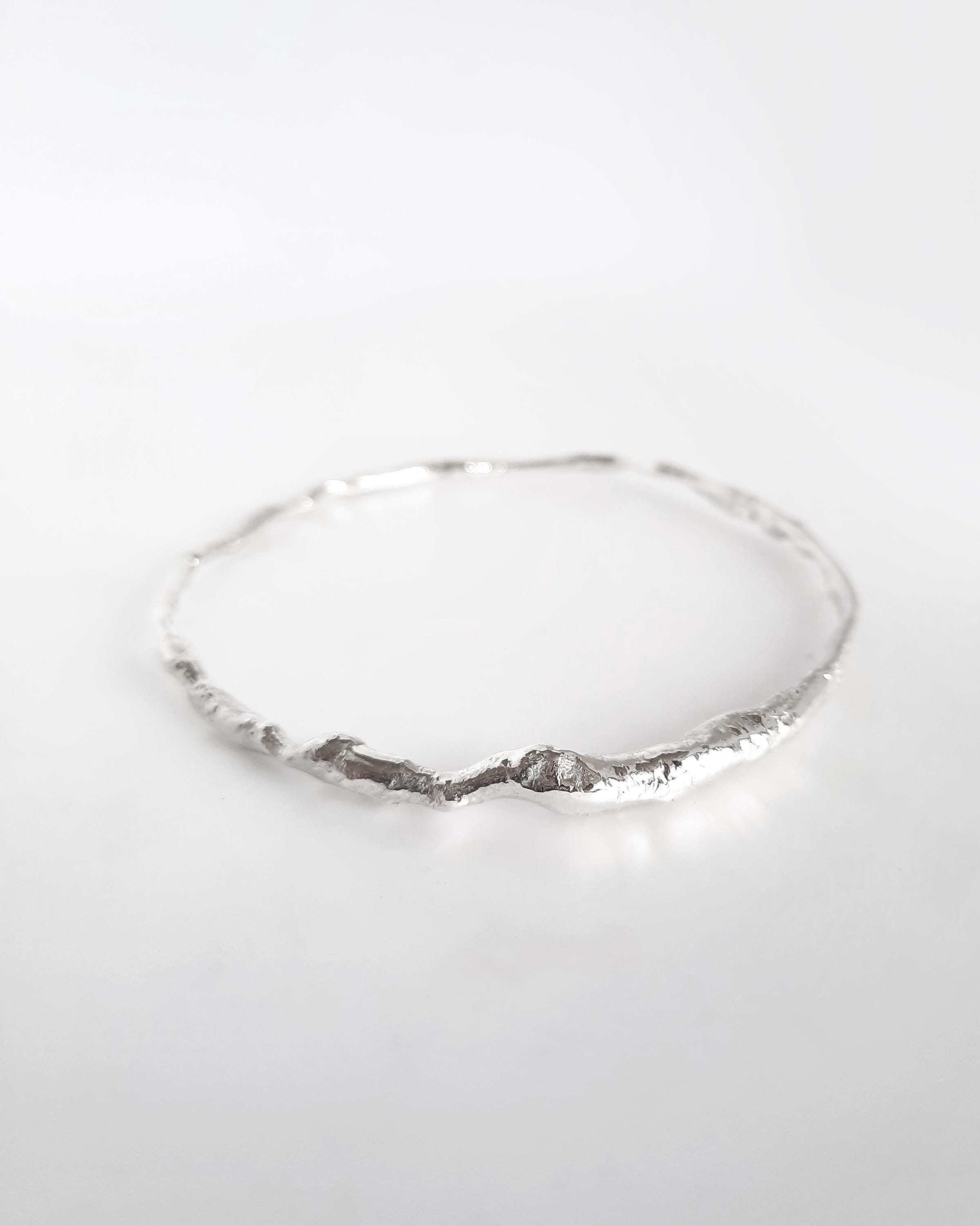 Reticulated Sterling Silver Bangle, Molten Texture Stacking Bracelet - Etsy