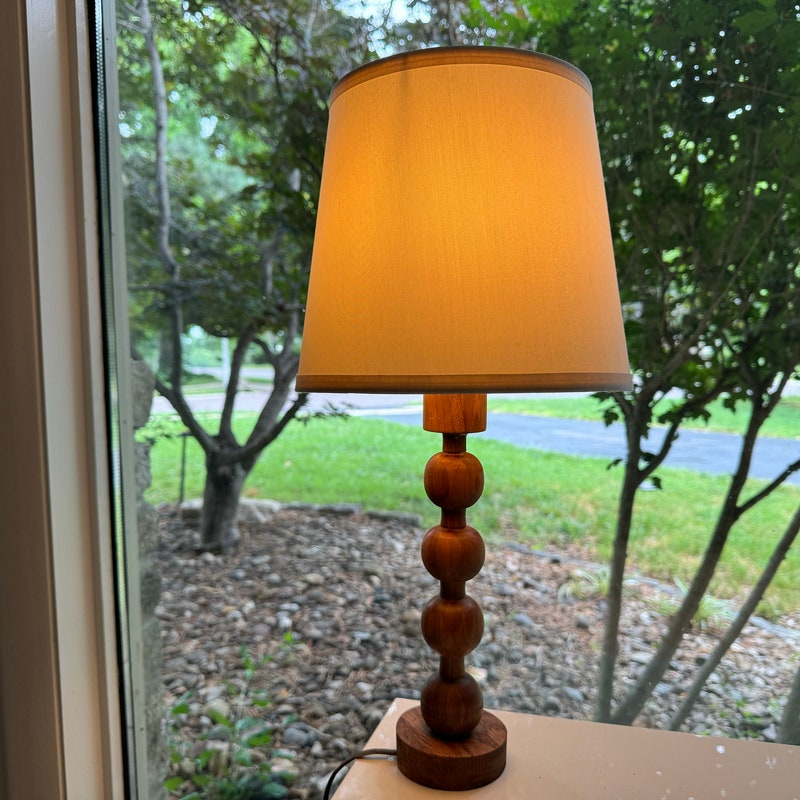 Vintage Wood Lamp - Etsy UK