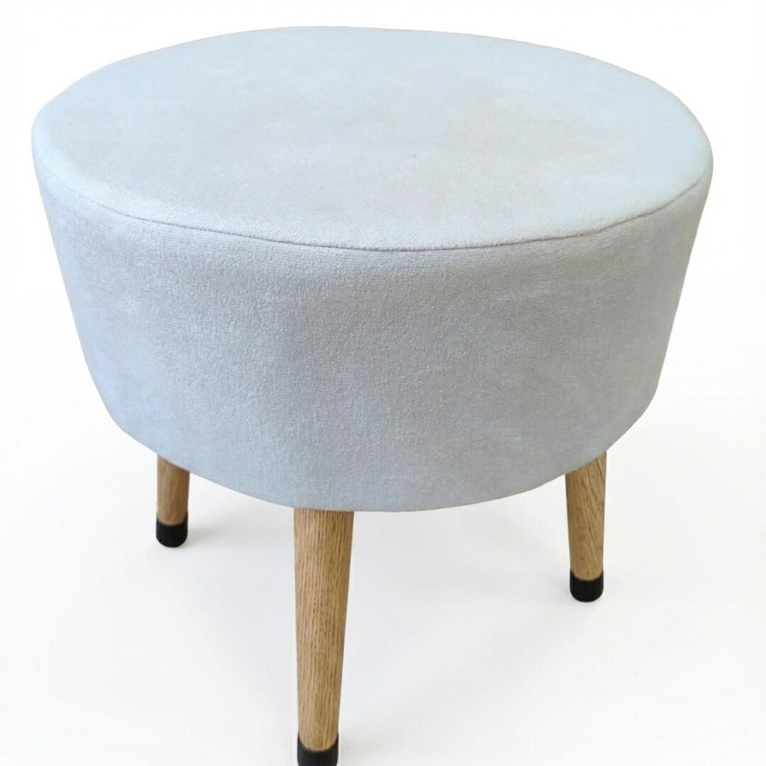 Plain White - Wooden Legged – Handmade Ottoman With Embroidered ...