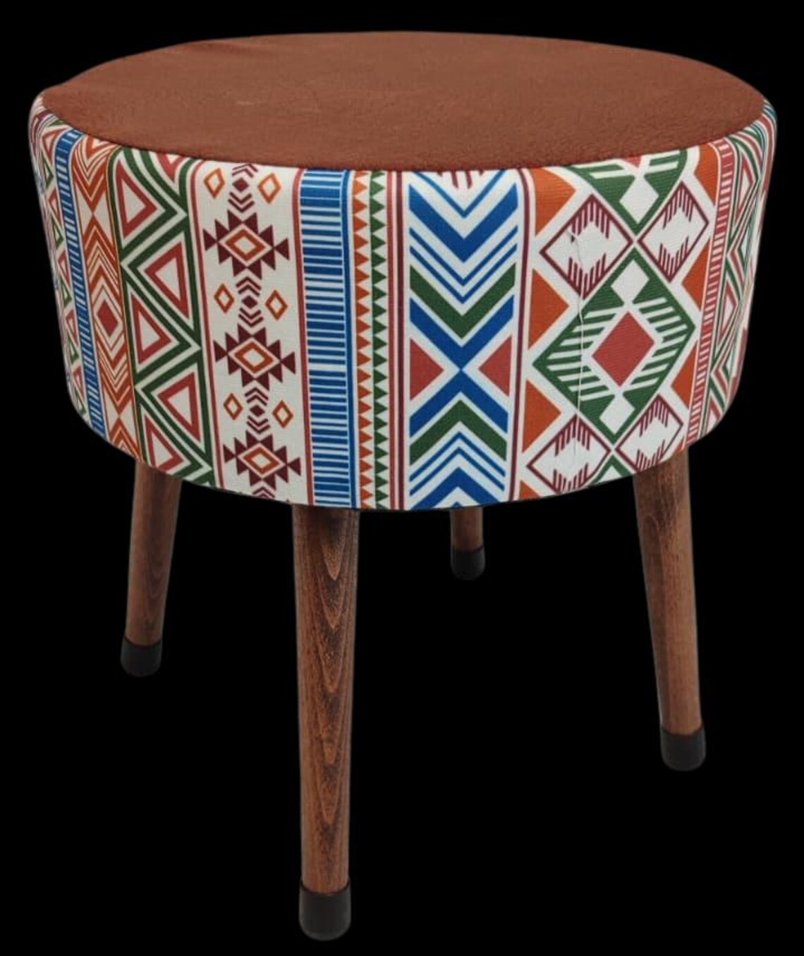 Anatolian Patterned Wooden Legged – Handmade Ottoman With Embroidered ...