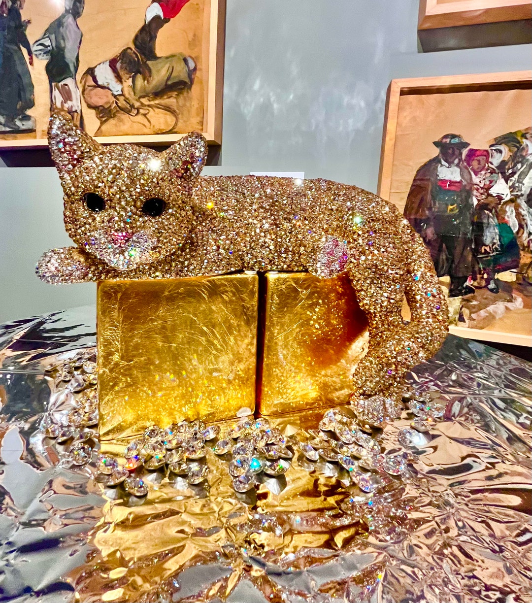 Crystal Rhinestone Cat Sculpture - Etsy