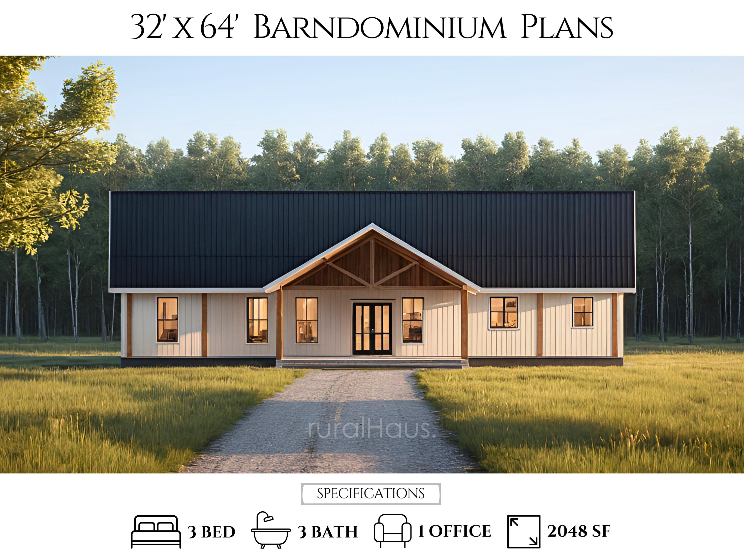 32X64 Barndominium Plans | Scandinavian House Plans | Modern Farmhouse ...