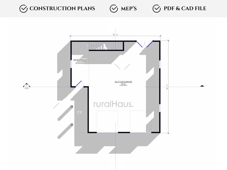 34x35 Barndominium Plans | | Modern Farmhouse Plans | One Bedroom ...