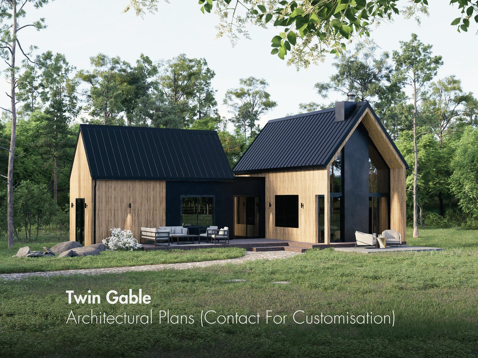 Twin Gable House Plans | Scandi Barndominium Plans | 1007 SQ FT ...