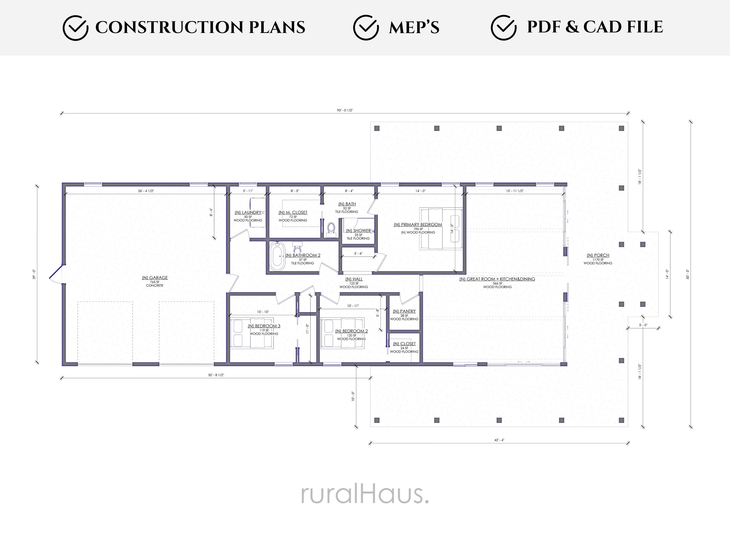 30x66 Barndominium Plans | Country House Plans | Modern Farmhouse 3 Bed ...
