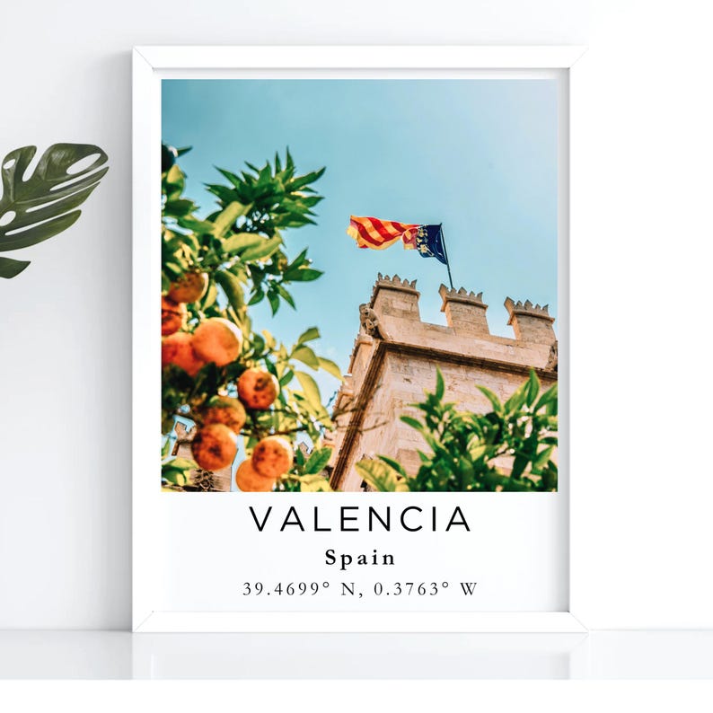Valencia Poster, Spain, Orange Tree, Valencian Flag, Travel Print ...