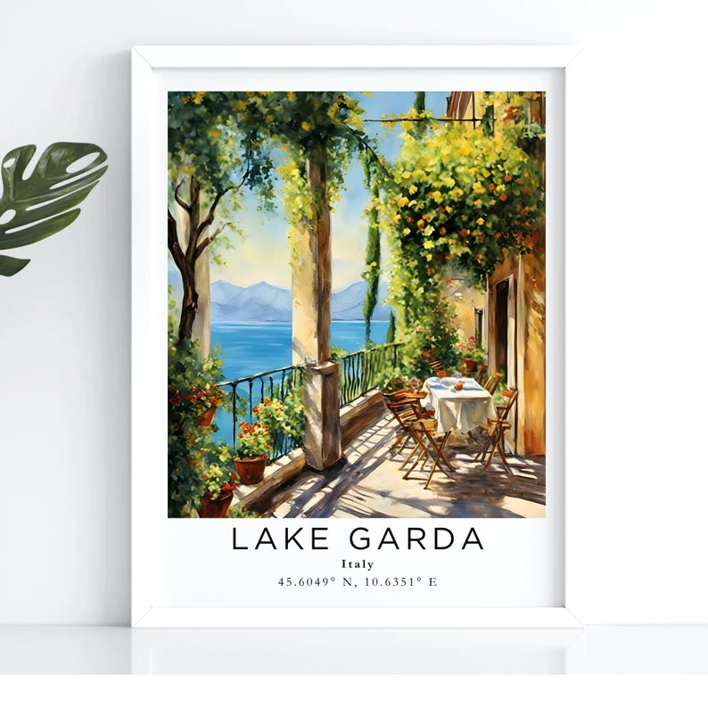 Lake Garda Poster Digital Download Travel Print Italy Coordinates ...