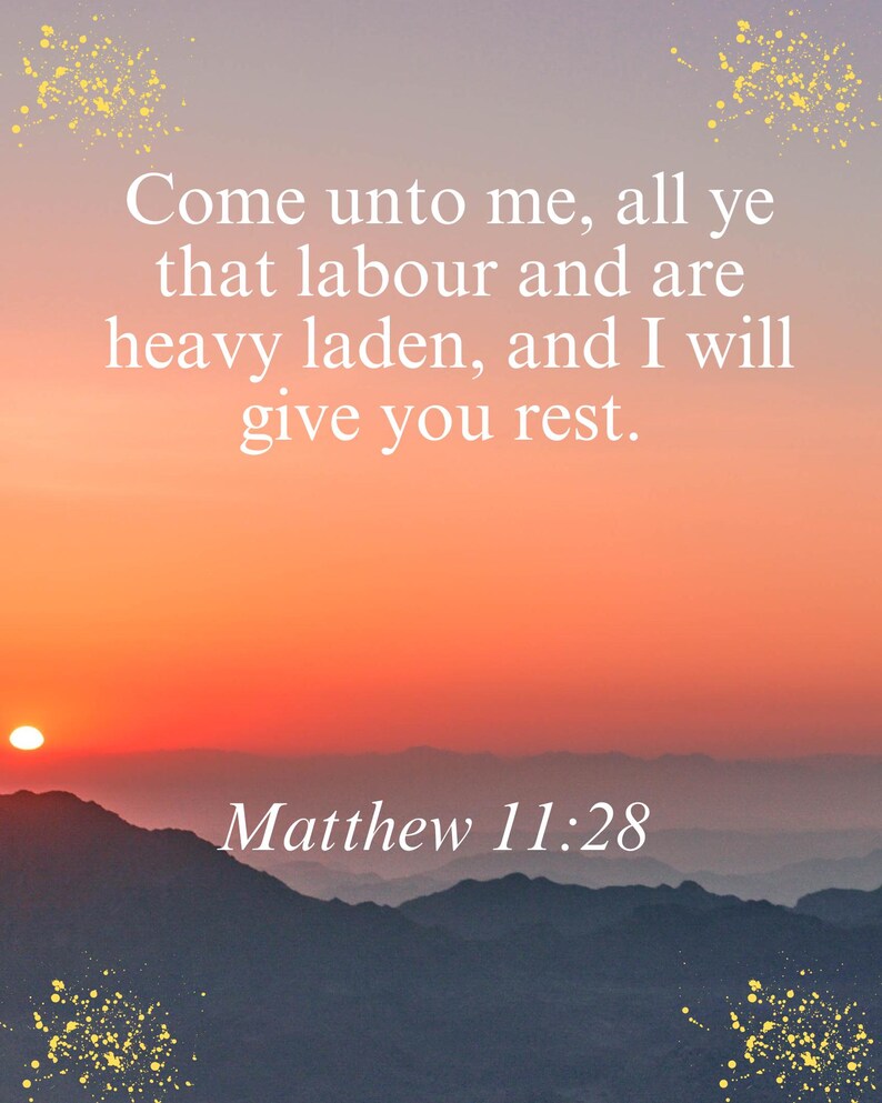 Bible Verse Printable Art/ Matthew 11:28/ Encouraging Scripture/rest in ...
