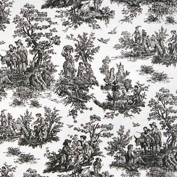 Black Toile Fabric - Etsy