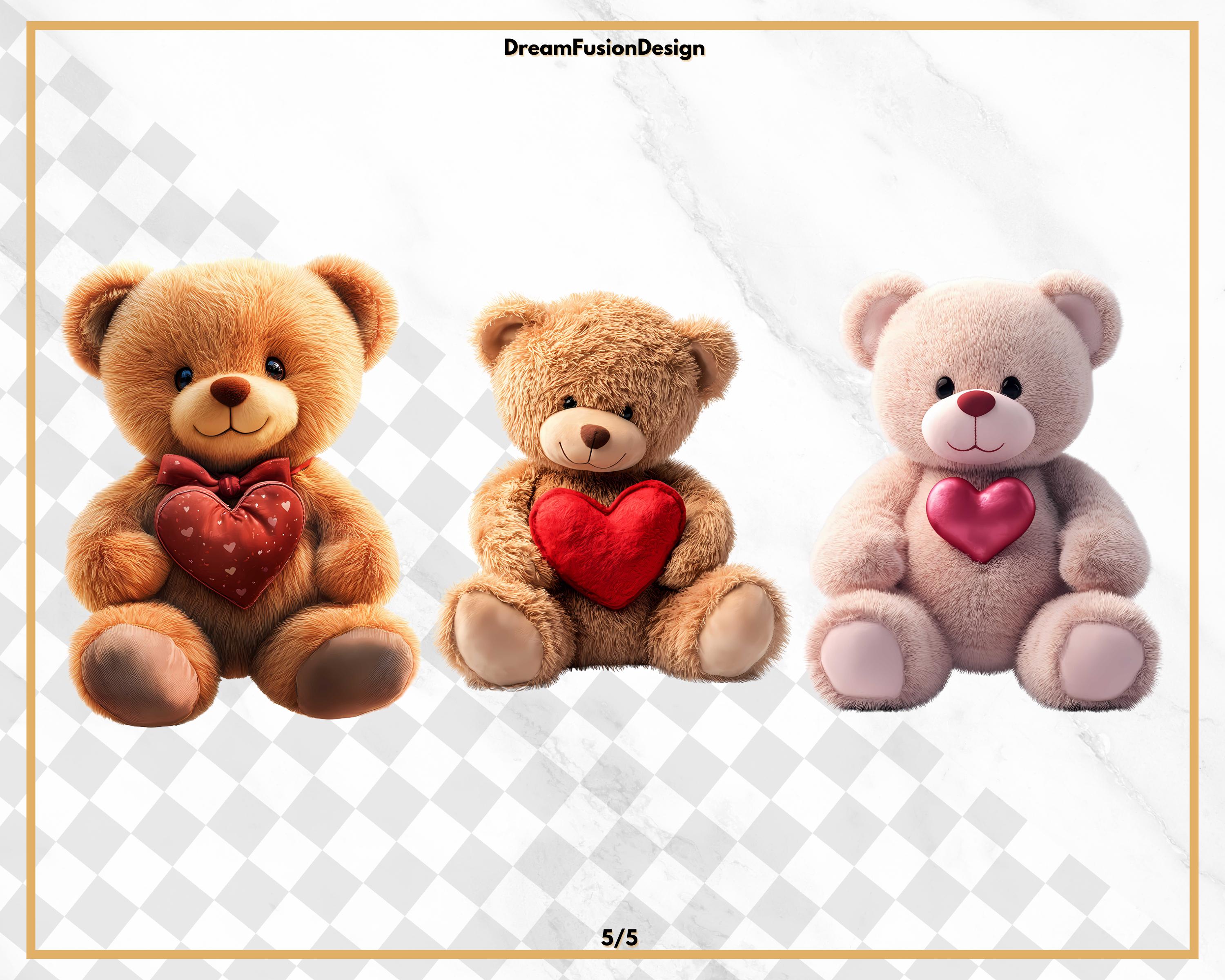 Valentine Teddy Bear Clipart, Cute Bear With Hearts, Valentines Day PNG ...