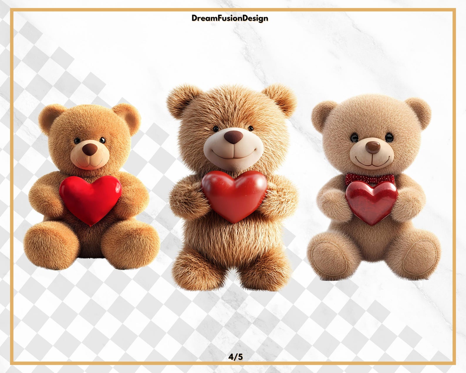 Valentine Teddy Bear Clipart, Cute Bear With Hearts, Valentines Day PNG ...