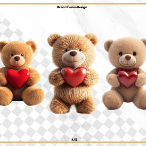 Valentine Teddy Bear Clipart, Cute Bear With Hearts, Valentines Day PNG ...