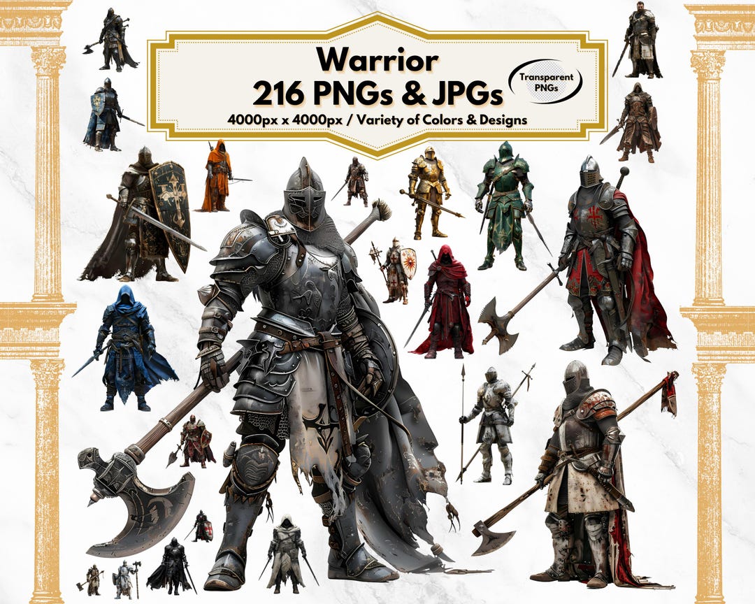 Medieval Knight Clipart: Warrior Illustrations, Fantasy Art (digital ...