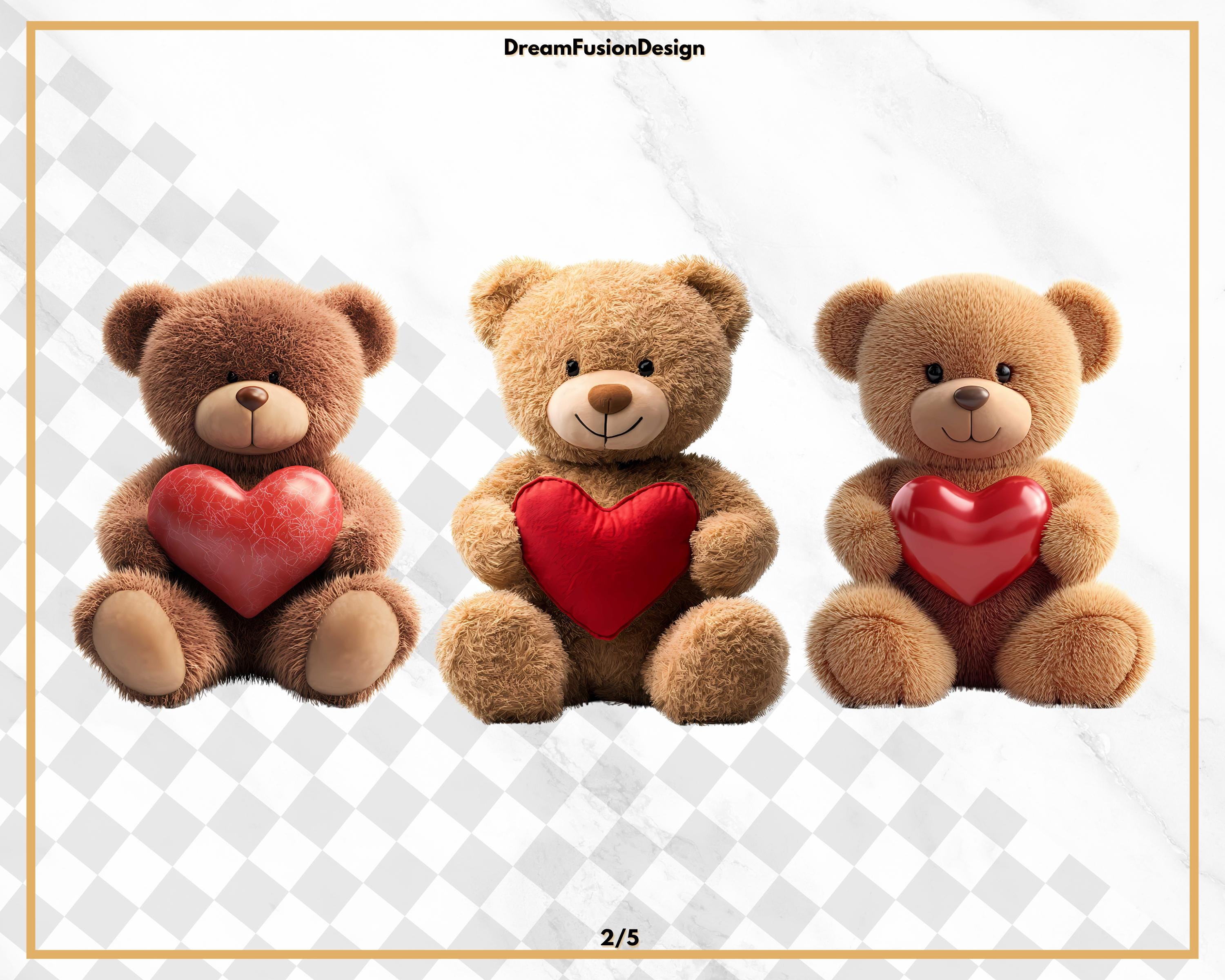 Valentine Teddy Bear Clipart, Cute Bear With Hearts, Valentines Day PNG ...
