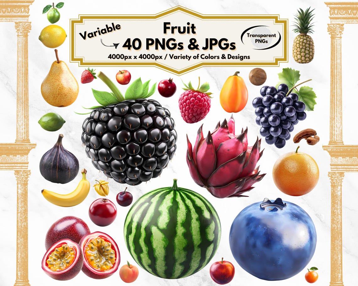 Fruit Clipart, Fruit PNG, Fruit JPG, Tropical Fruit Clipart, Citrus PNG ...
